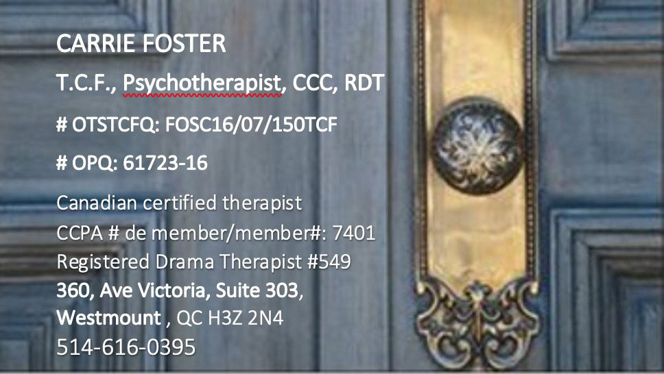 Carrie Foster M.Sc, M.A., CFT, psychotherapist, RDT, CCC - Sensorimotor ...